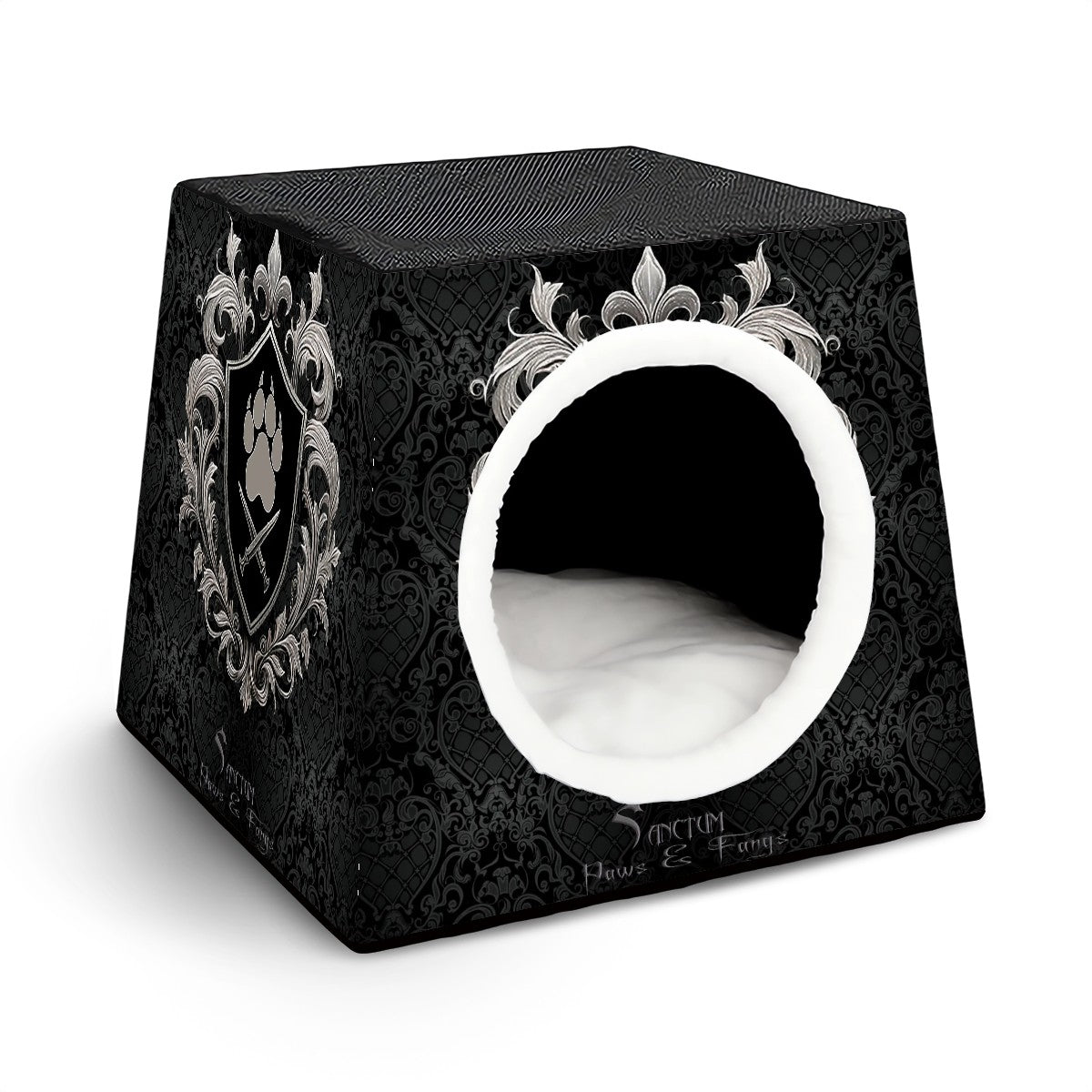 SPF Space Capsule Pet Bed - Black & Grey Floral | Ethical Pet Luxury ...