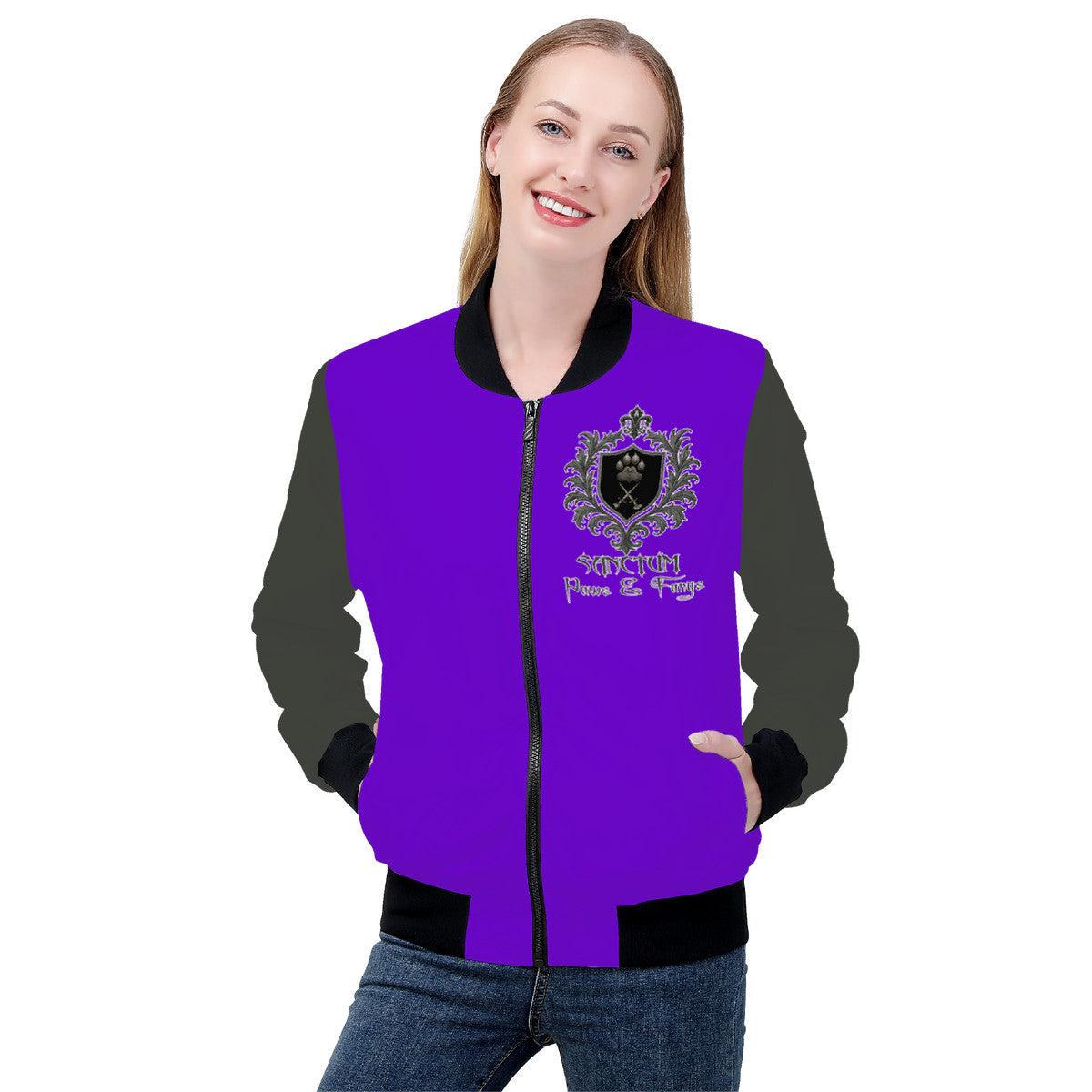 SPF Women's Bomber Jacket - Purple & Grey | Conscious Guardian Style ...