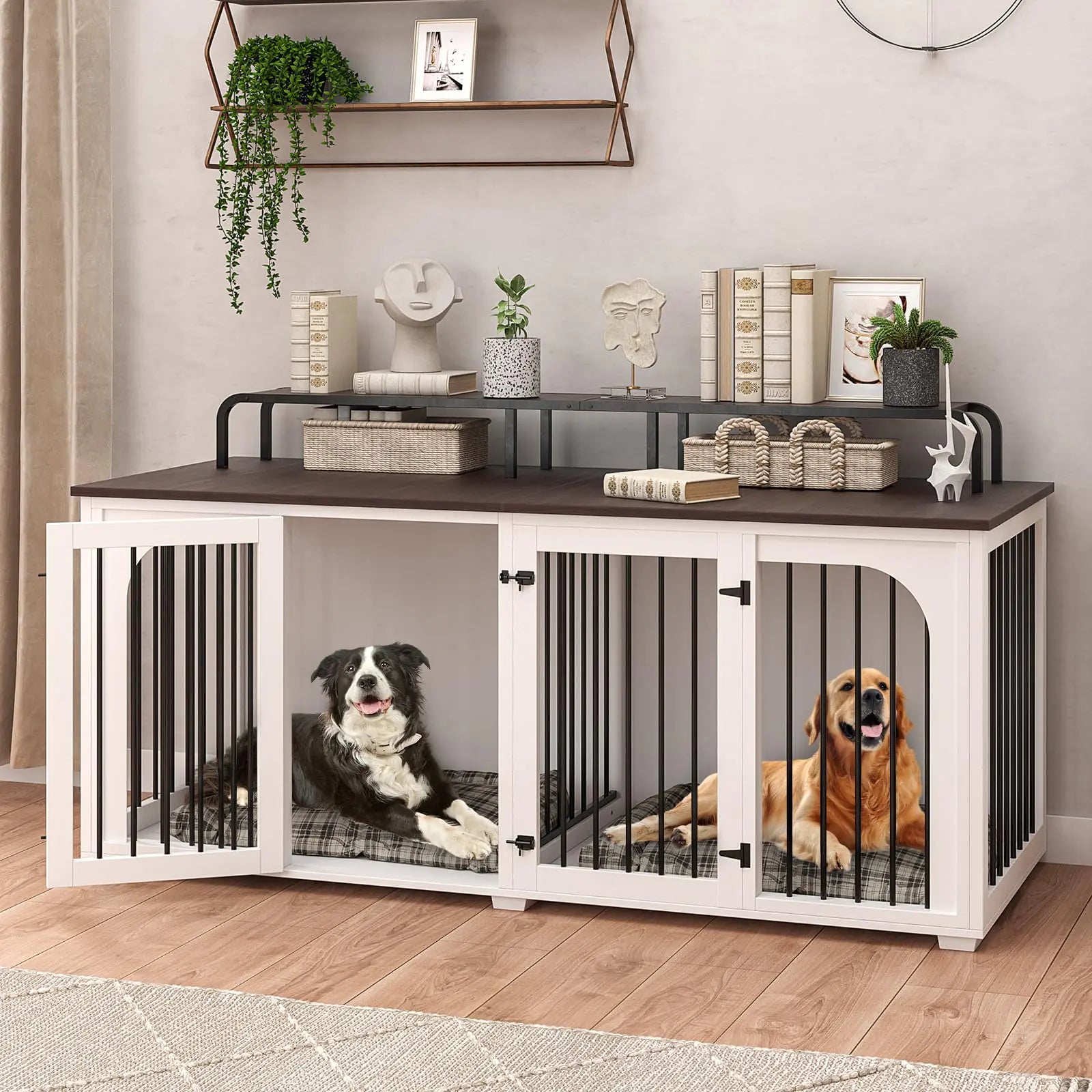 Large Dog Kennel Furniture for 2 Dogs74.8 XXL Wooden Double Dog Crates ...